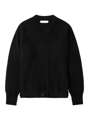 Random Identities Belted Merino Wool-blend Sweater