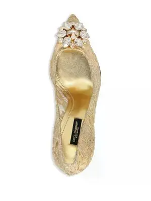 Dolce & Gabbana Bellucci Rainbow Lace Brooch-detail Pumps - Gold