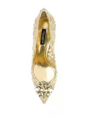 Dolce & Gabbana Bellucci Rainbow Lace Brooch-detail Pumps - Gold