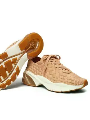 Tory Burch Woven Lace-up Sneakers - Brown