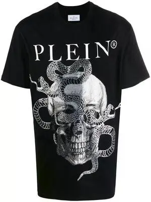 Philipp Plein Snake-print Round-neck T-shirt - Black
