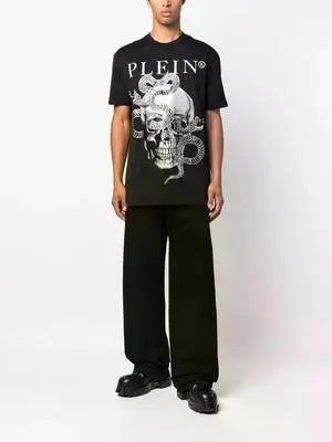 Philipp Plein Snake-print Round-neck T-shirt - Black