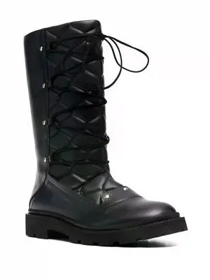 Bally Quilted Front Lace-up Leather Boots