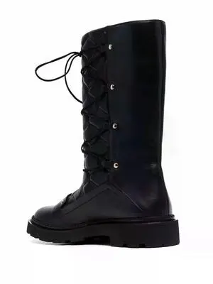 Bally Quilted Front Lace-up Leather Boots