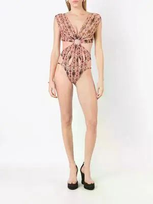 AMIR SLAMA Floral-print Cut-out One-piece Swimsuit