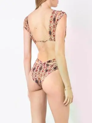 AMIR SLAMA Floral-print Cut-out One-piece Swimsuit