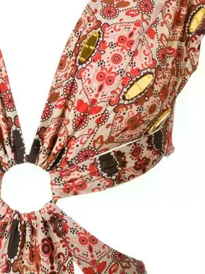AMIR SLAMA Floral-print Cut-out One-piece Swimsuit