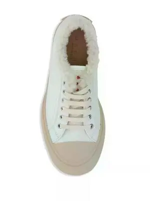 Marni Pablo Lace-up Shearling-trim Sneakers - White