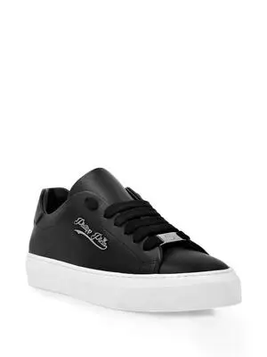 Philipp Plein Signature-print Leather Sneakers - Black
