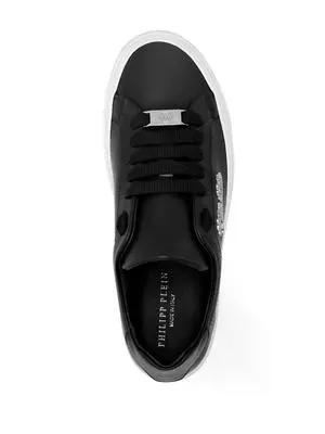 Philipp Plein Signature-print Leather Sneakers - Black