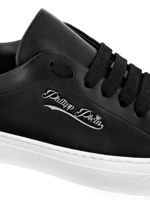 Philipp Plein Signature-print Leather Sneakers - Black