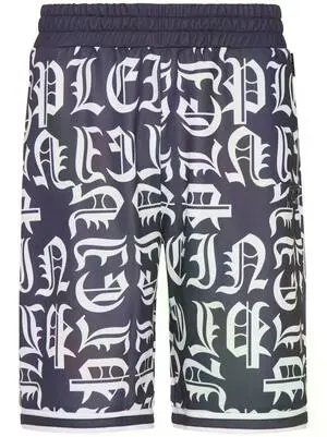 Philipp Plein All-over Logo-print Shorts - Blue