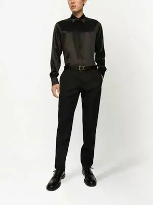 Dolce & Gabbana Martini-fit Button-down Satin Shirt - Black