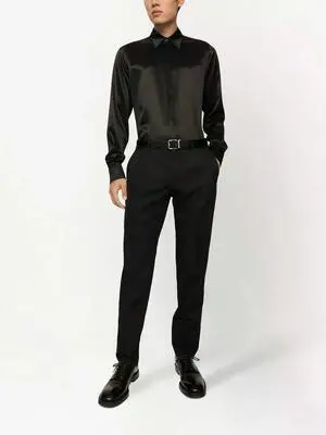 Dolce & Gabbana Martini-fit Button-down Satin Shirt - Black