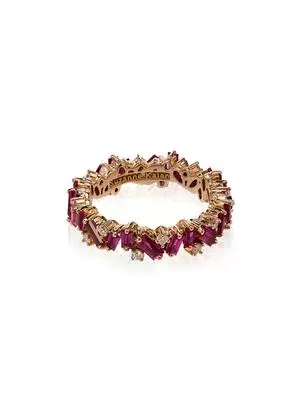 SUZANNE KALAN 18kt Rose Gold Fireworks Ruby Ring - Pink