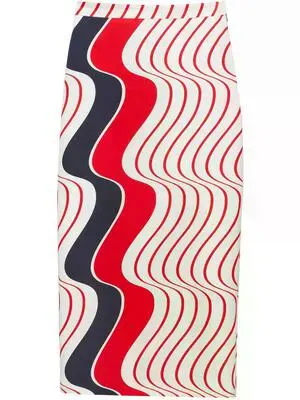 MSGM Printed Calf-length Pencil Skirt - White