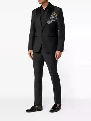 Philipp Plein Tattoo-appliqué Single-breasted Blazer - Black