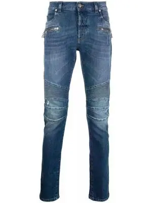 Balmain Ribbed-detail Skinny Jeans