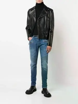 Balmain Ribbed-detail Skinny Jeans