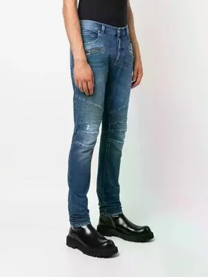 Balmain Ribbed-detail Skinny Jeans