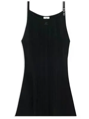 COURREGES Logo-appliqué Ribbed-knit Minidress