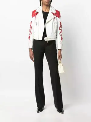 Philipp Plein Cowboy Intarsia Leather Jacket