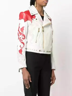 Philipp Plein Cowboy Intarsia Leather Jacket