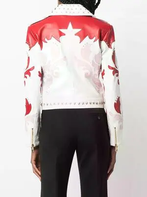 Philipp Plein Cowboy Intarsia Leather Jacket