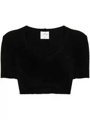 COURREGES Ribbed-knit Cropped T-shirt