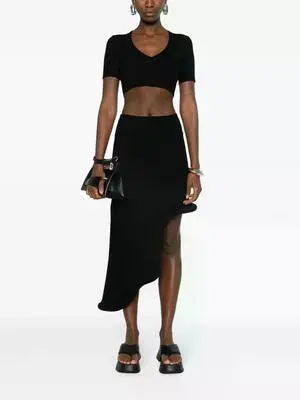 COURREGES Ribbed-knit Cropped T-shirt