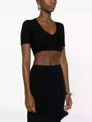 COURREGES Ribbed-knit Cropped T-shirt