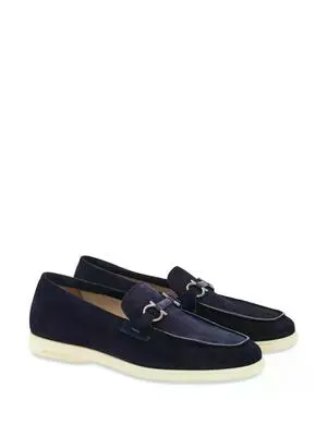 FERRAGAMO Gancini Suede Loafers - Blue