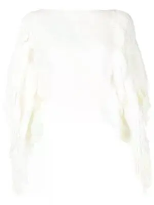 Voz Fringed-detail Knitted Top - White
