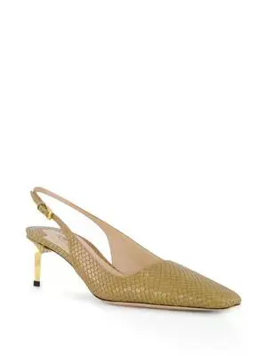 TOM FORD Snake-embossed Slingback Pumps - Neutrals