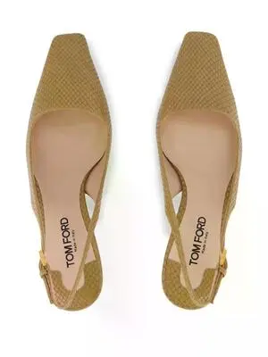 TOM FORD Snake-embossed Slingback Pumps - Neutrals
