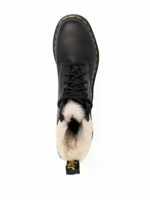 Dr. Martens 1460 Serena Faux Shearling-lined Combat Boots - Black