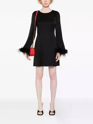 TWINSET Feather-trim Satin Mini Dress