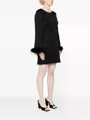 TWINSET Feather-trim Satin Mini Dress