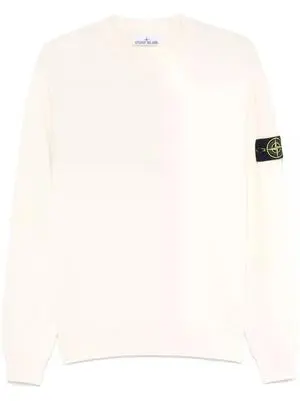 Stone Island Compass-badge Ribbed Knit Sweater - Neutrals