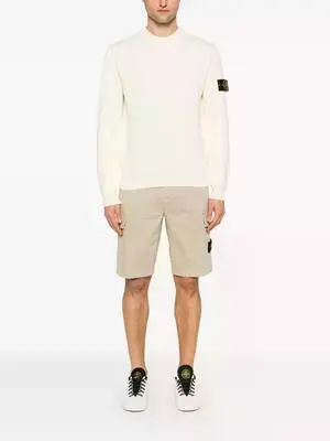 Stone Island Compass-badge Ribbed Knit Sweater - Neutrals