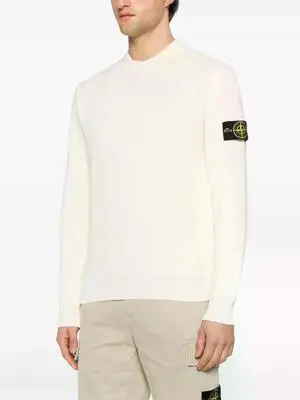 Stone Island Compass-badge Ribbed Knit Sweater - Neutrals