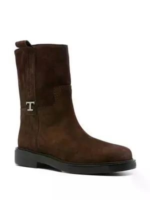 TOD'S T Timeless Plaque Boots - Brown