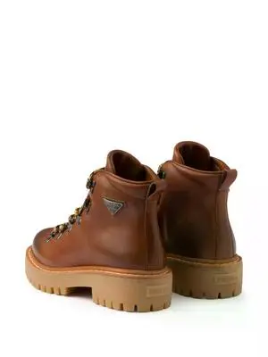 Prada Laced Leather Ankle Boots