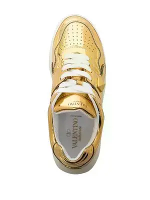 Valentino Garavani One Stud Mirror-finish Sneakers - Gold