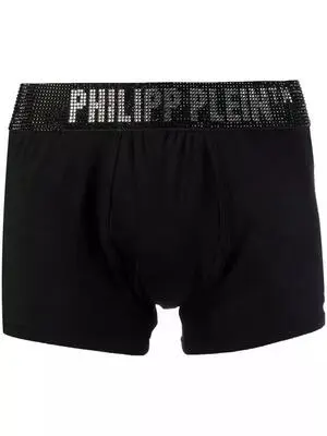 Philipp Plein Stones Rhinestone-logo Boxers - Black