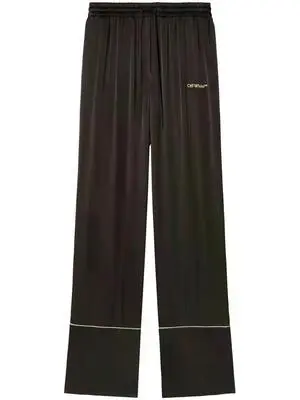Off-White Satin Pyjama Pants - Black