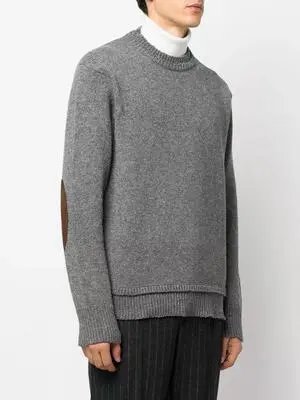 MAISON MARGIELA Elbow-patch Knitted Sweater - Grey