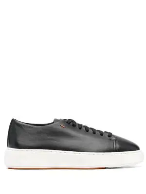 Santoni Leather Low-top Sneakers - Black