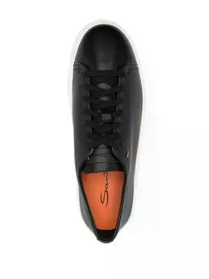 Santoni Leather Low-top Sneakers - Black