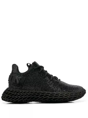 Philipp Plein Crystal-embellished Leather Sneakers - Black